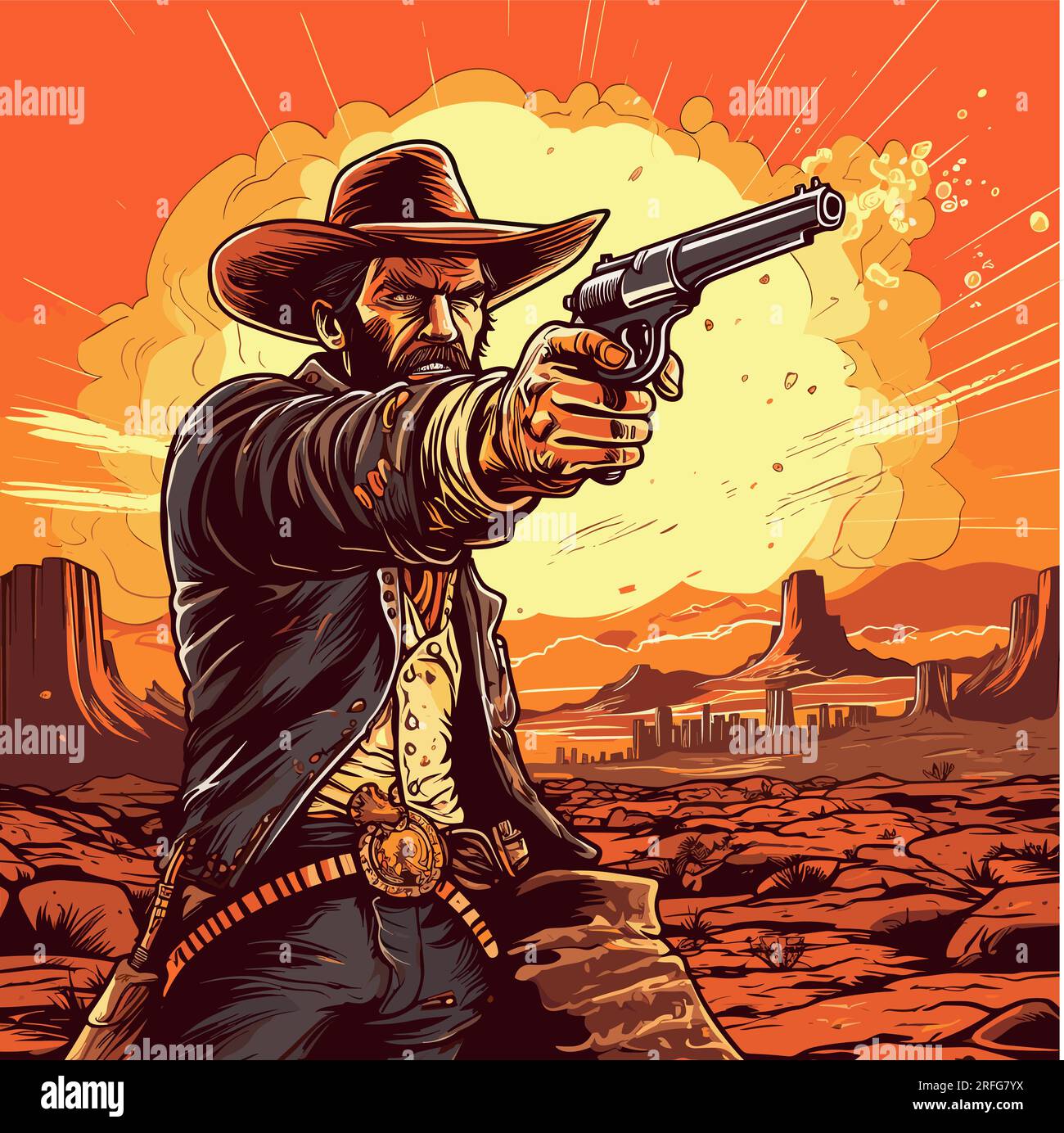 Revolver gun hand drawn clipart hi-res stock photography and images - Alamy