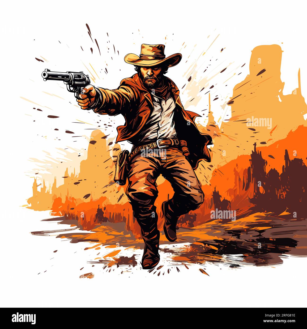 Revolver gun hand drawn clipart hi-res stock photography and images - Alamy