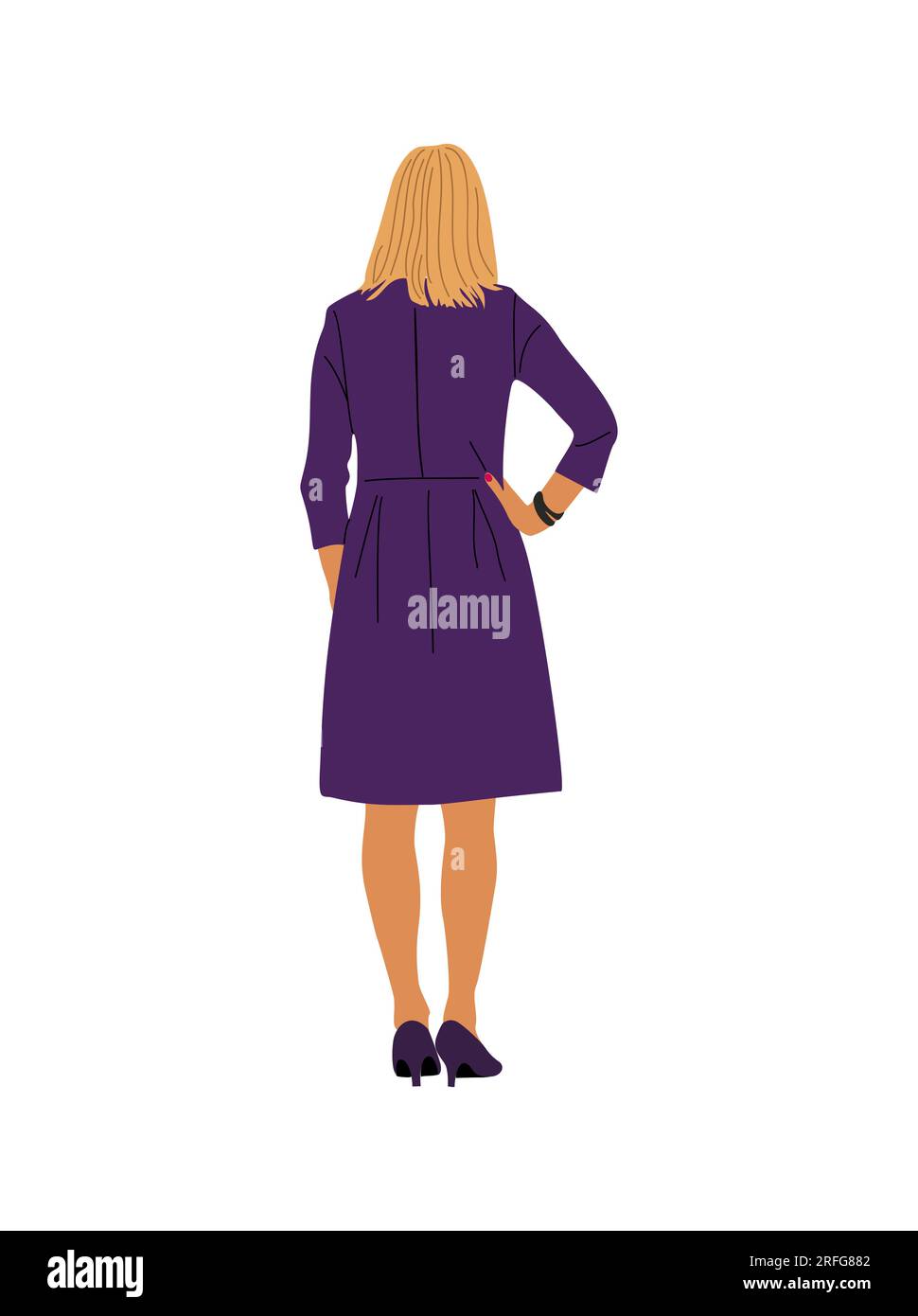 Blond Business woman Standing Back View vector Stock Vector Image & Art ...