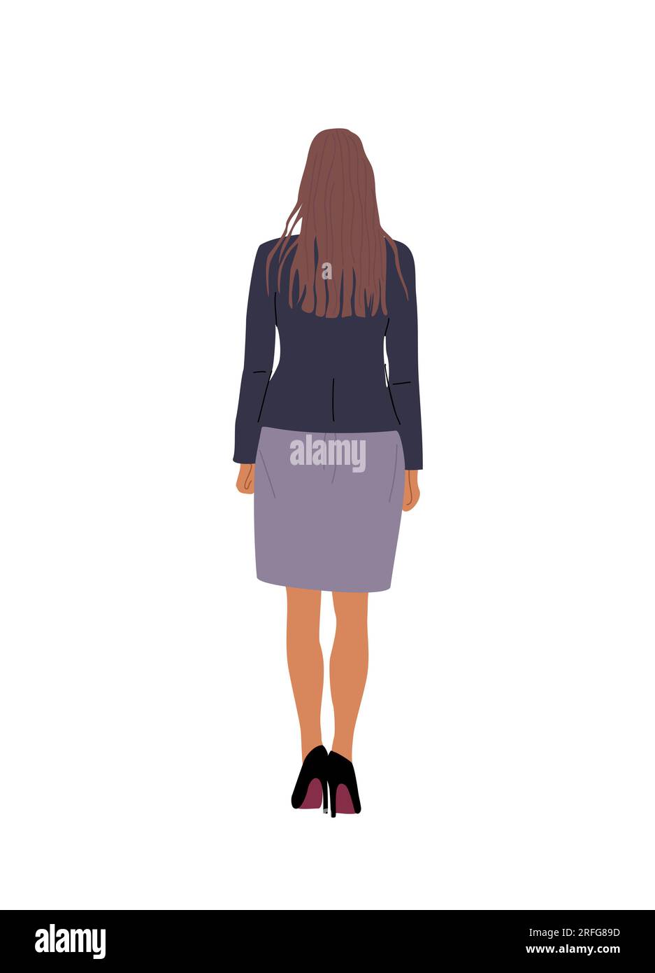 Business woman Standing Back View vector isolated Stock Vector Image ...