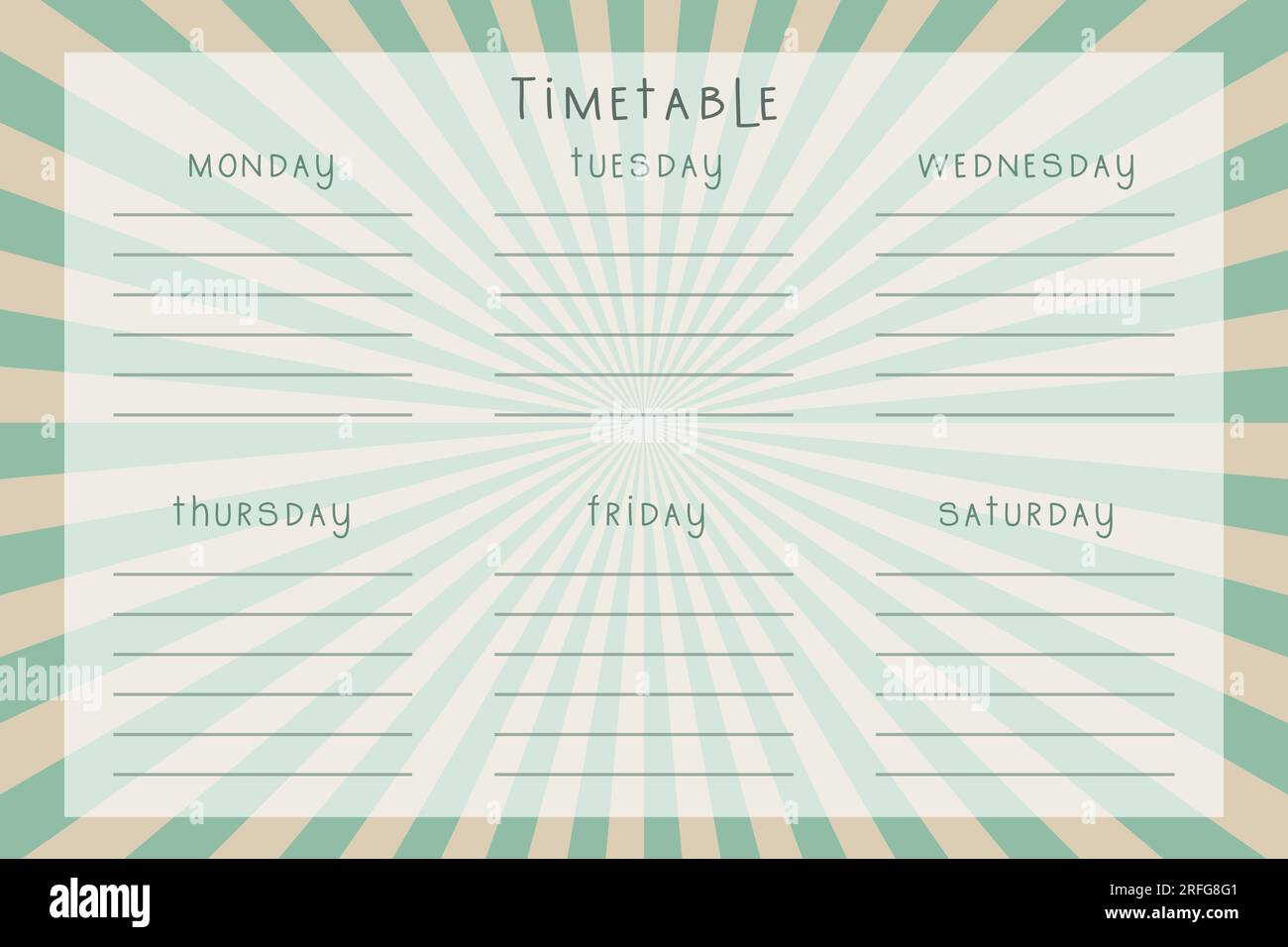 Timetable back to school vintage retro background with divergent beams ...