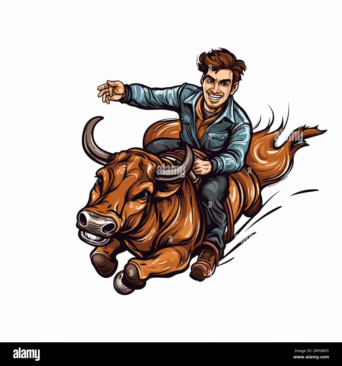 Rodeo cowboy bull riding cartoon Stock Vector Images - Alamy