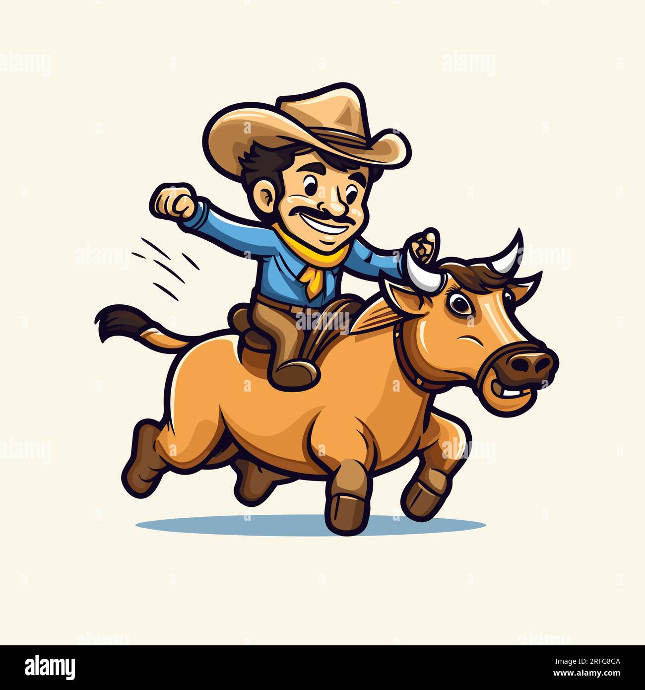 Rodeo cowboy bull riding cartoon Stock Vector Images - Alamy