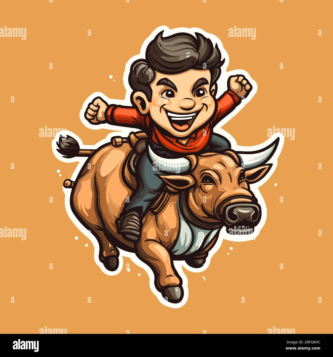 Rodeo cowboy bull riding cartoon Stock Vector Images - Alamy