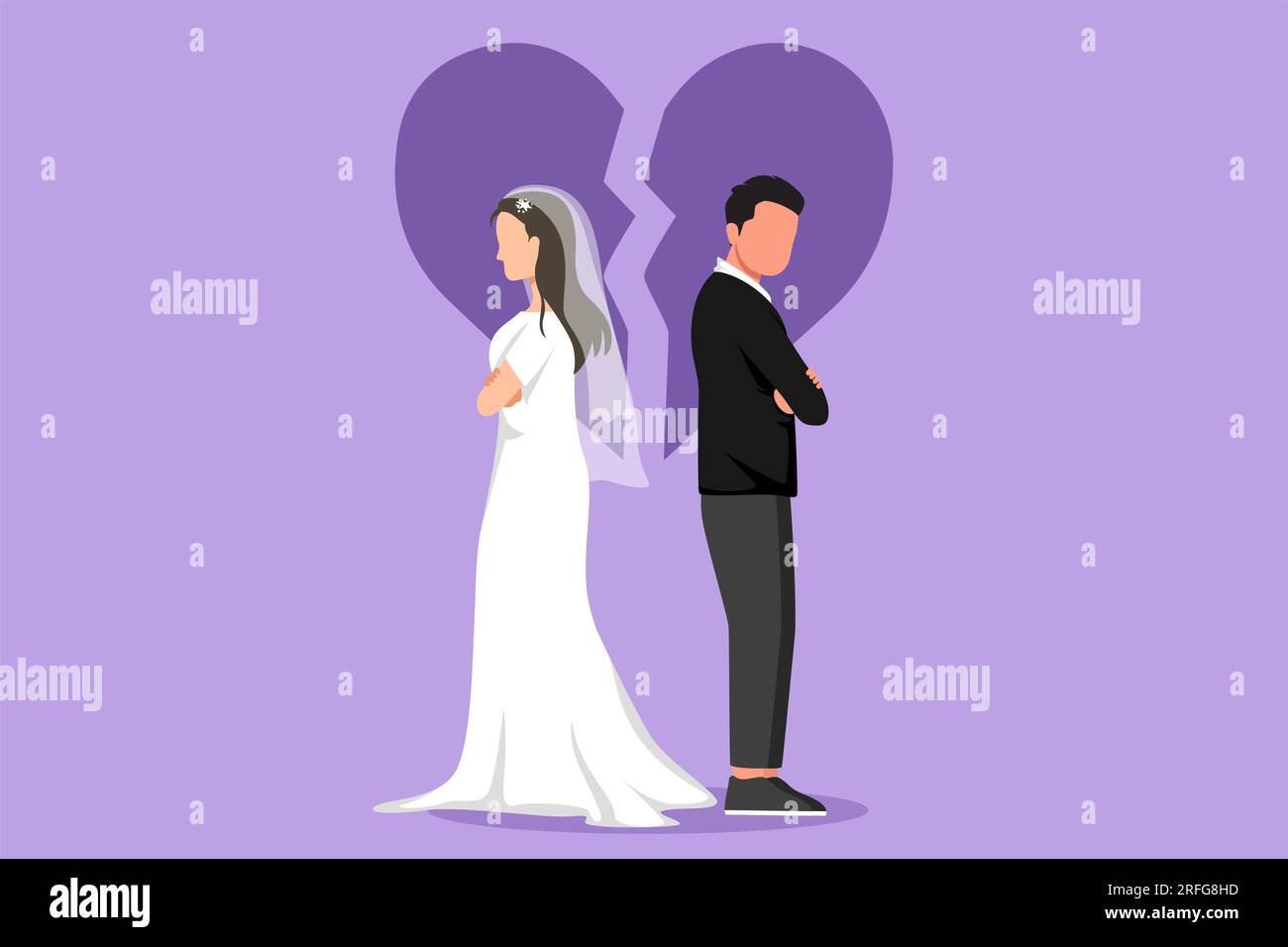 Cartoon flat style drawing divorced married couple are angry ...