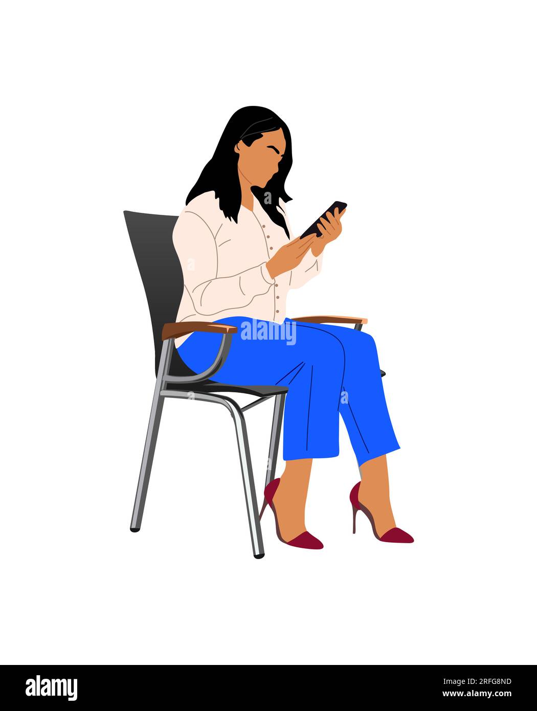 Businesswoman modern smartphone in office Stock Vector Images - Alamy