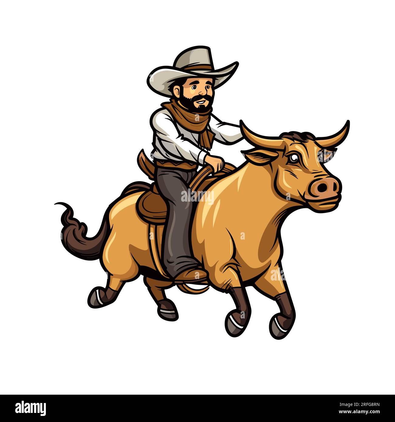 Rodeo cowboy bull riding cartoon Cut Out Stock Images & Pictures - Alamy