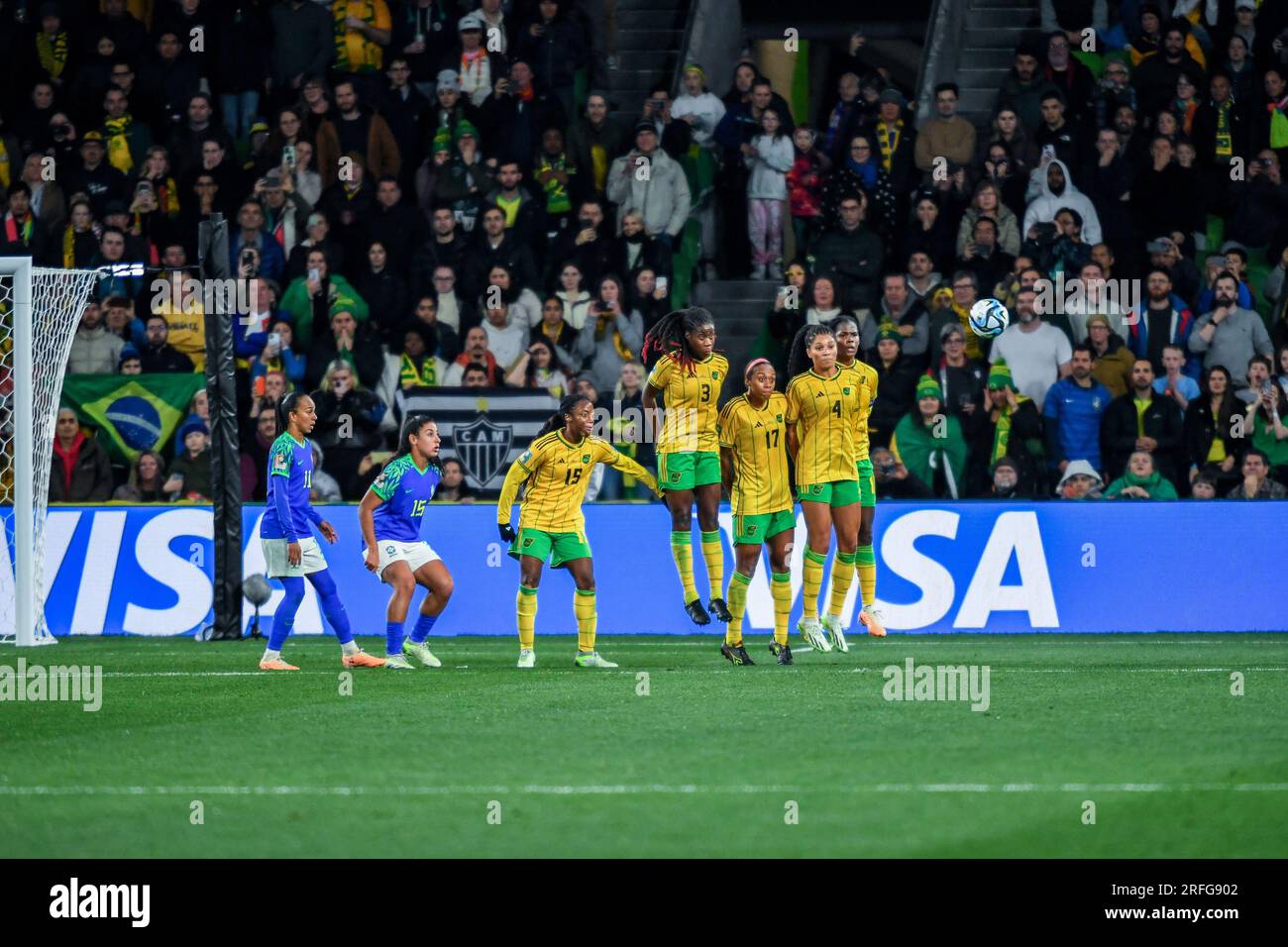 Vyan Sampson (C) of Jamaica and team mates seen during the FIFA Women's ...
