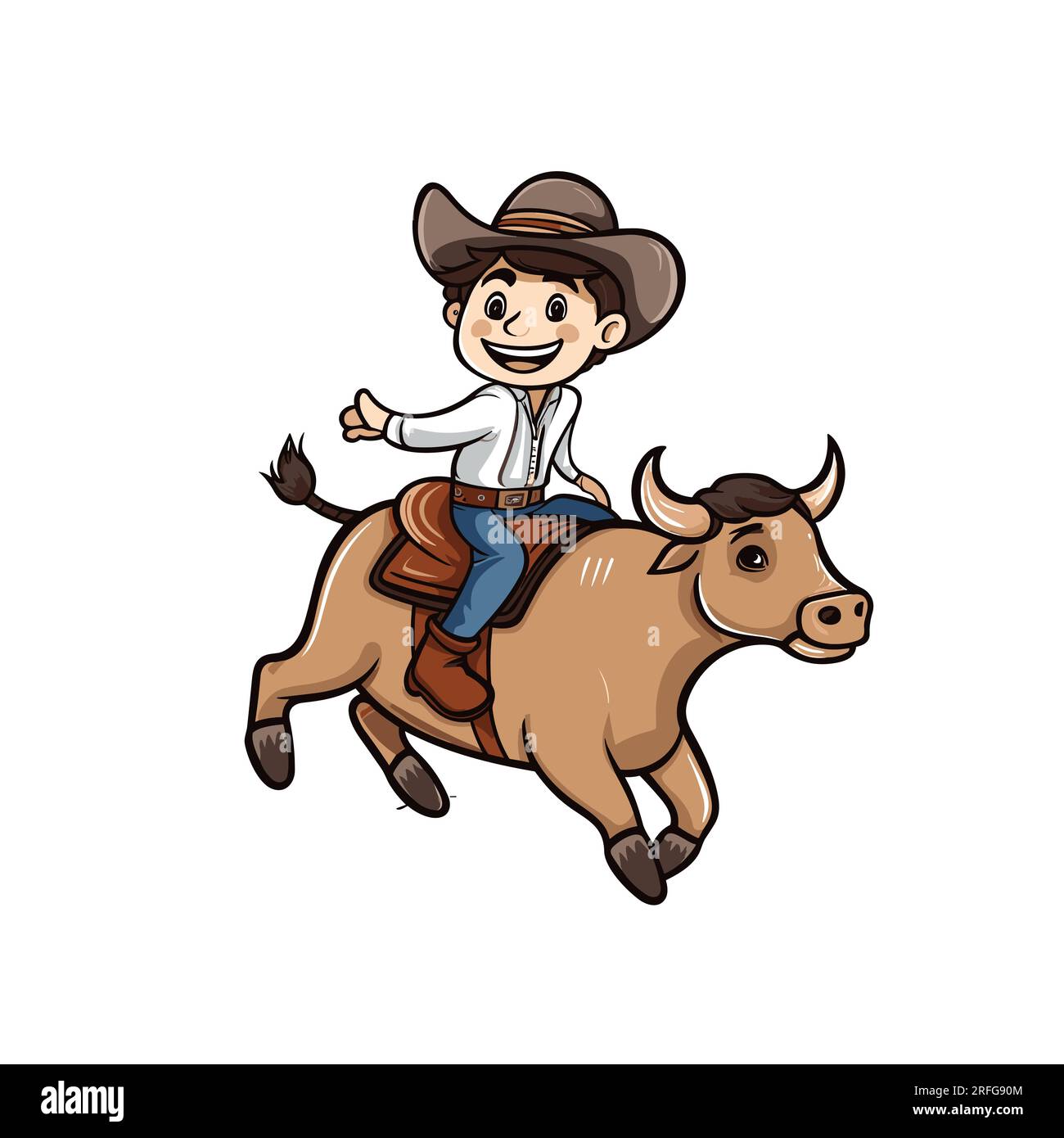 Rodeo cowboy bull riding cartoon Stock Vector Images - Alamy