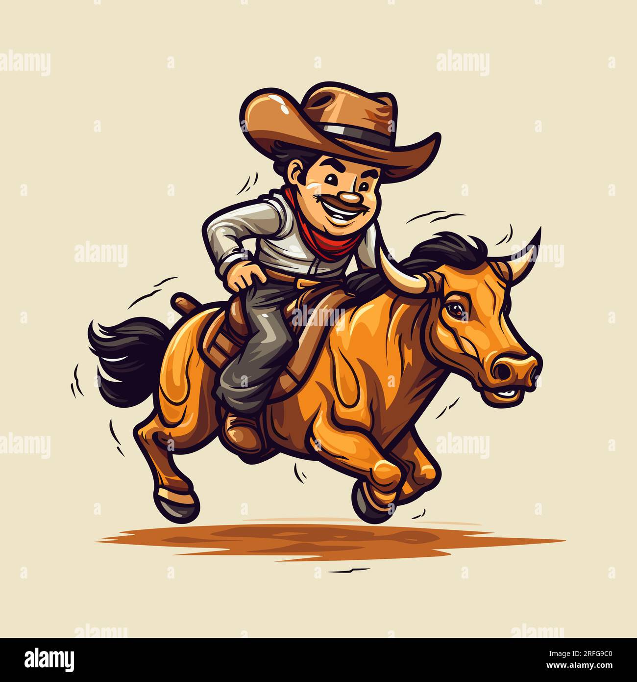 Rodeo cowboy bull riding cartoon Stock Vector Images - Alamy
