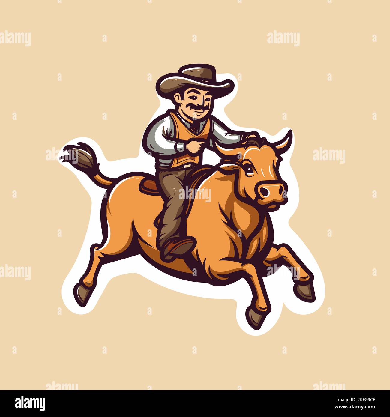 Rodeo cowboy bull riding cartoon Stock Vector Images - Alamy