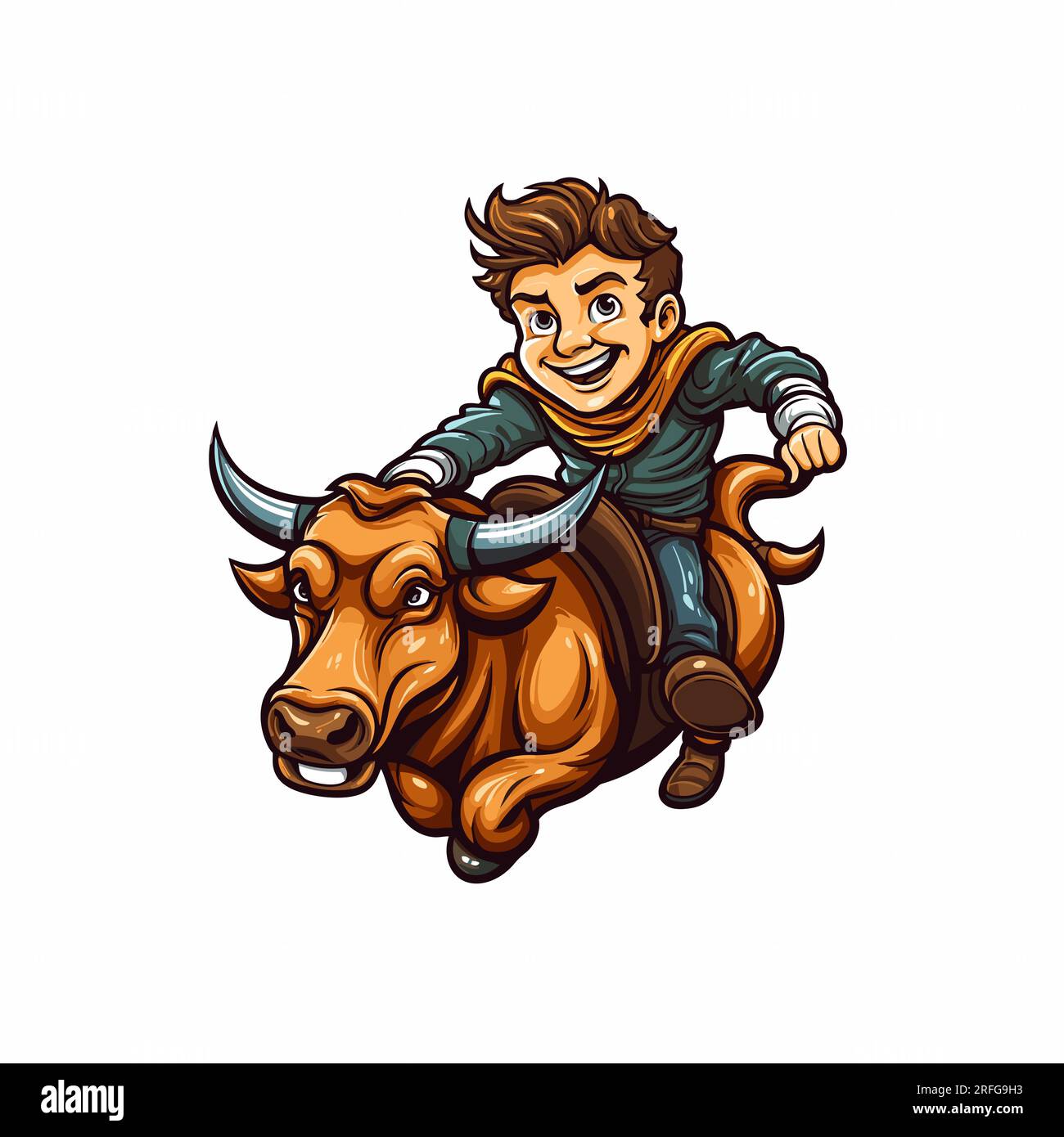 Rodeo cowboy bull riding cartoon Cut Out Stock Images & Pictures - Alamy