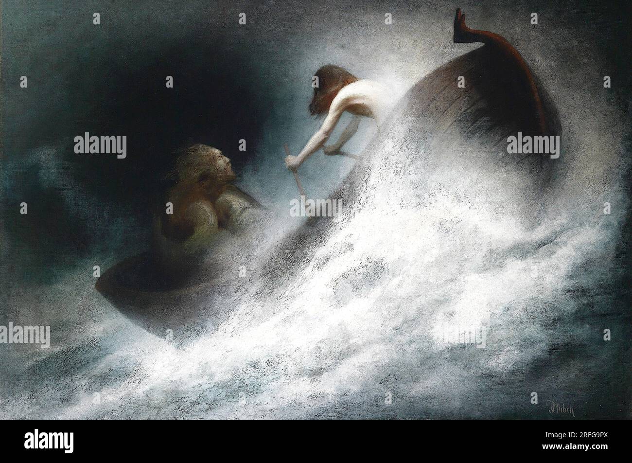 Karl Wilhelm Diefenbach - Towards the Rescue - c1913 Stock Photo - Alamy