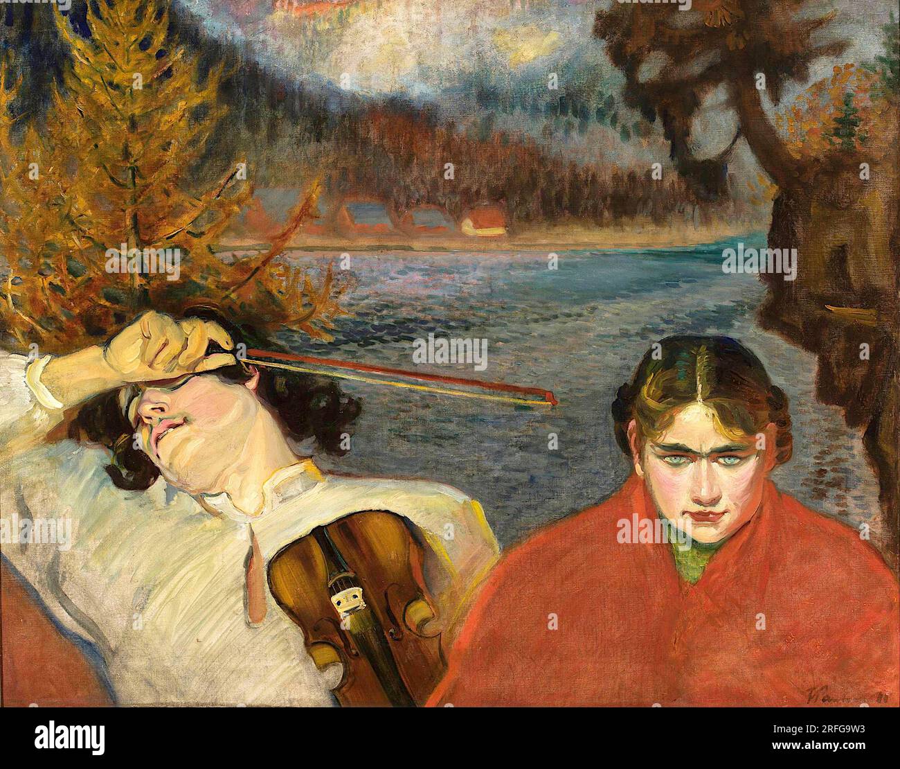 Fryderyk Pautsch - Fiddler - Symbolic Scene Against Landscape - 1911 ...