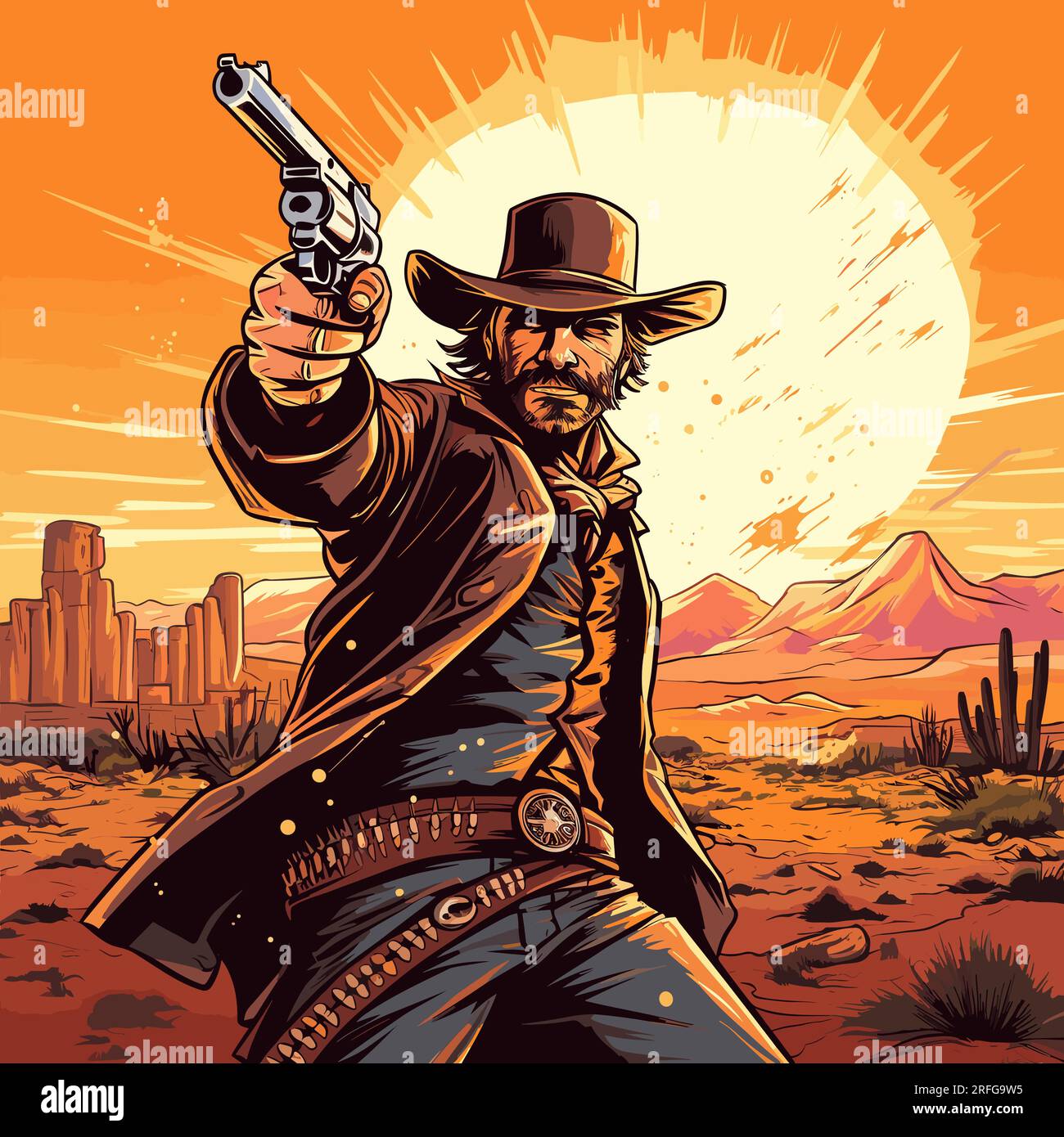 Revolver gun hand drawn clipart hi-res stock photography and images - Alamy