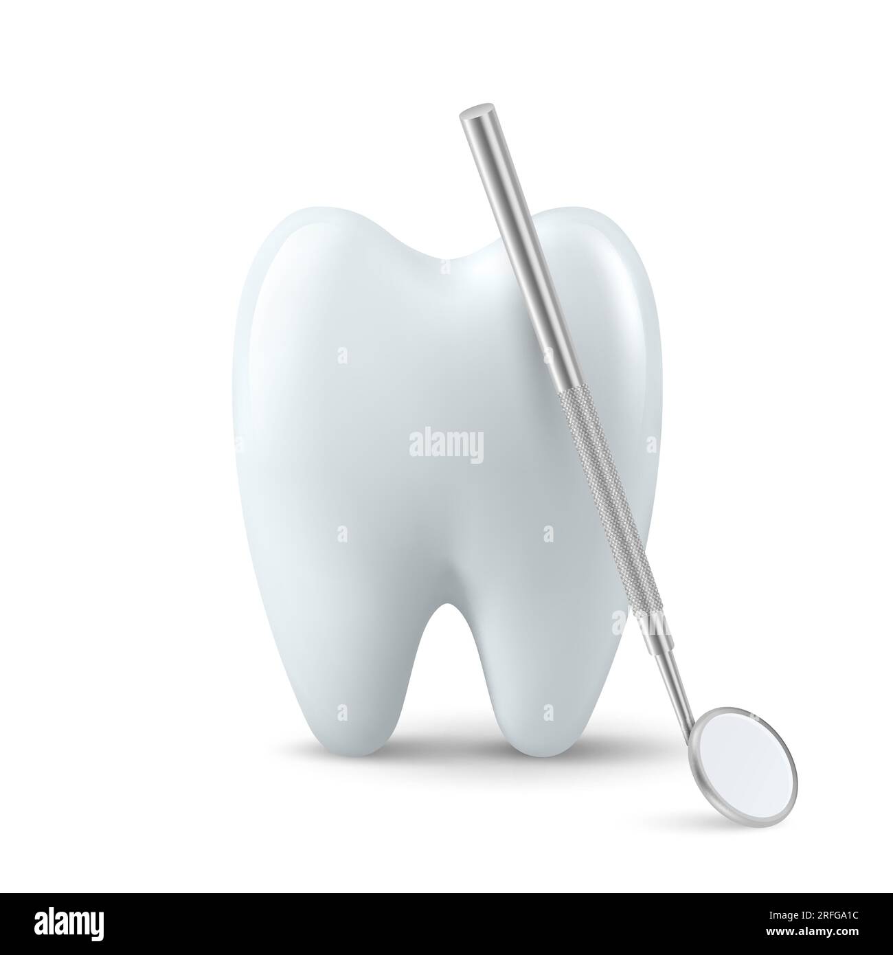 Vector 3d Realistic Dental Inspection Mirror for Teeth with Tooth Icon ...