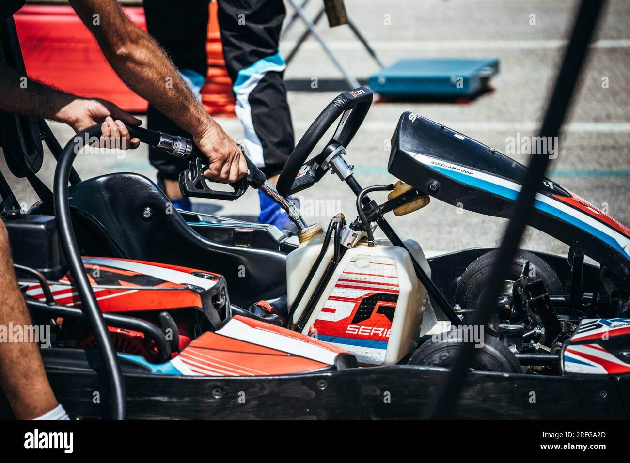 go-kart race, speed competition, Italian pilots, misano circuit Stock ...