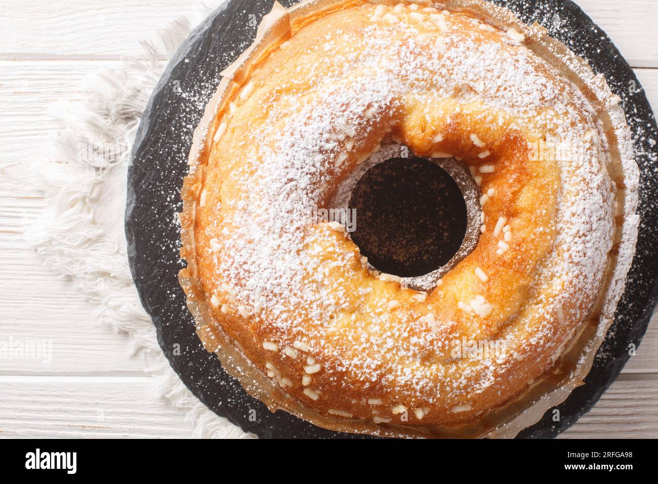 Ciambellone is a classic Italian olive oil bundt cake closeup on the ...