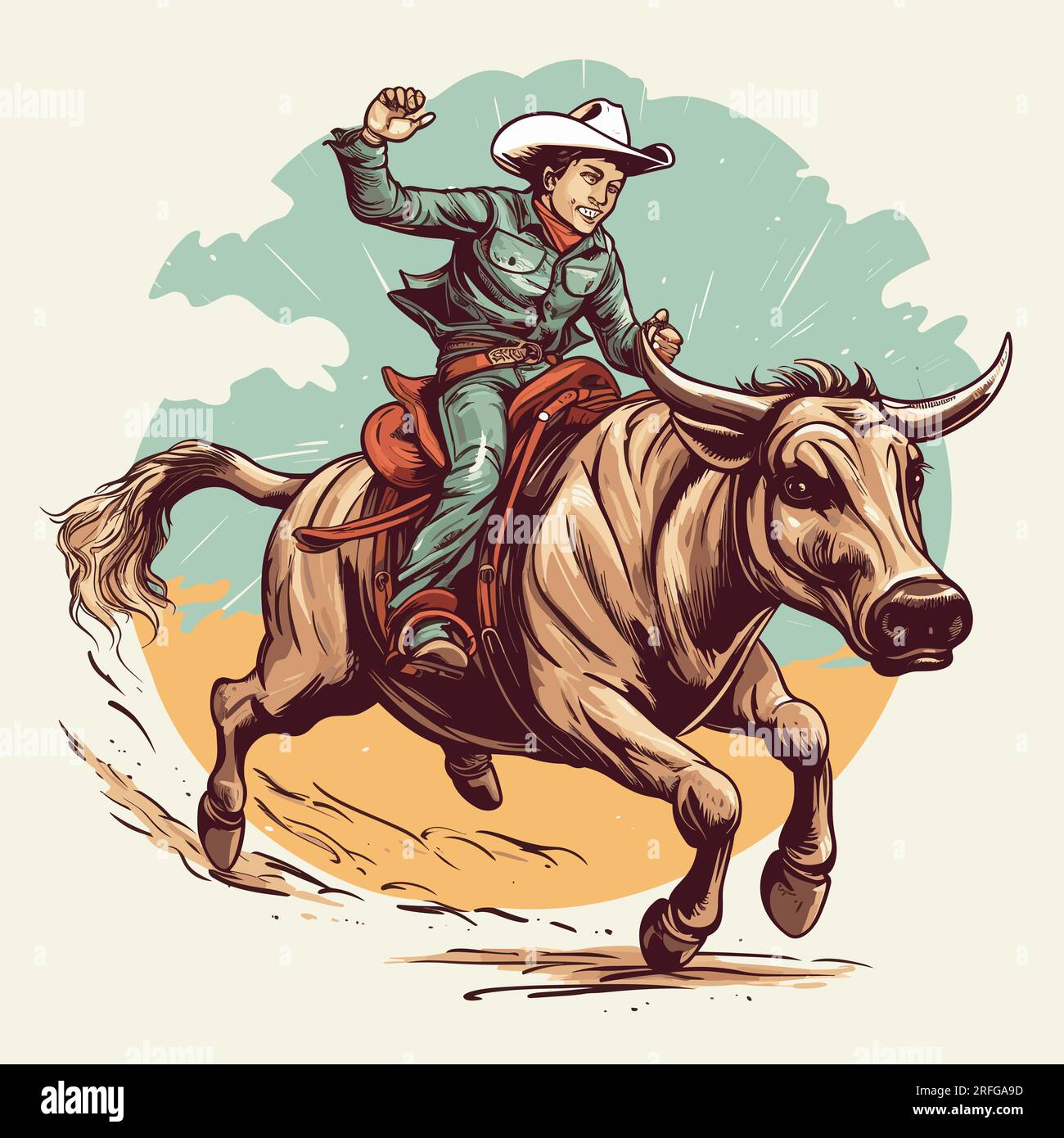 Rodeo cowboy bull riding cartoon Stock Vector Images - Alamy