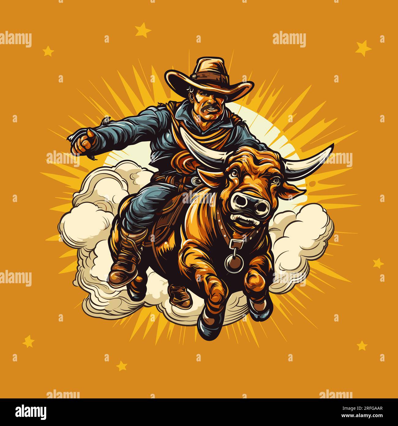 Rodeo cowboy bull riding cartoon Stock Vector Images - Alamy