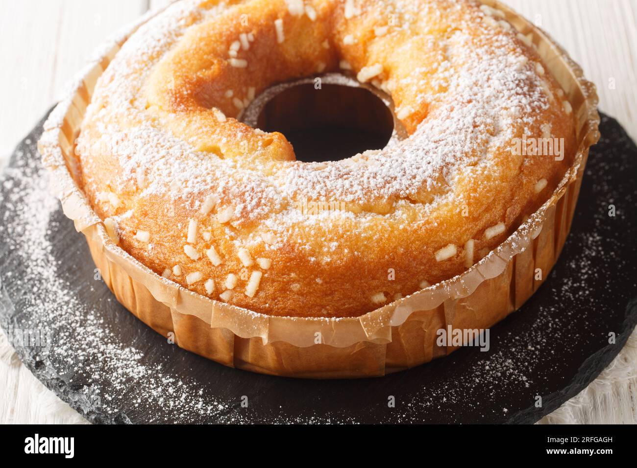 Ciambellone is a classic Italian olive oil bundt cake closeup on the ...