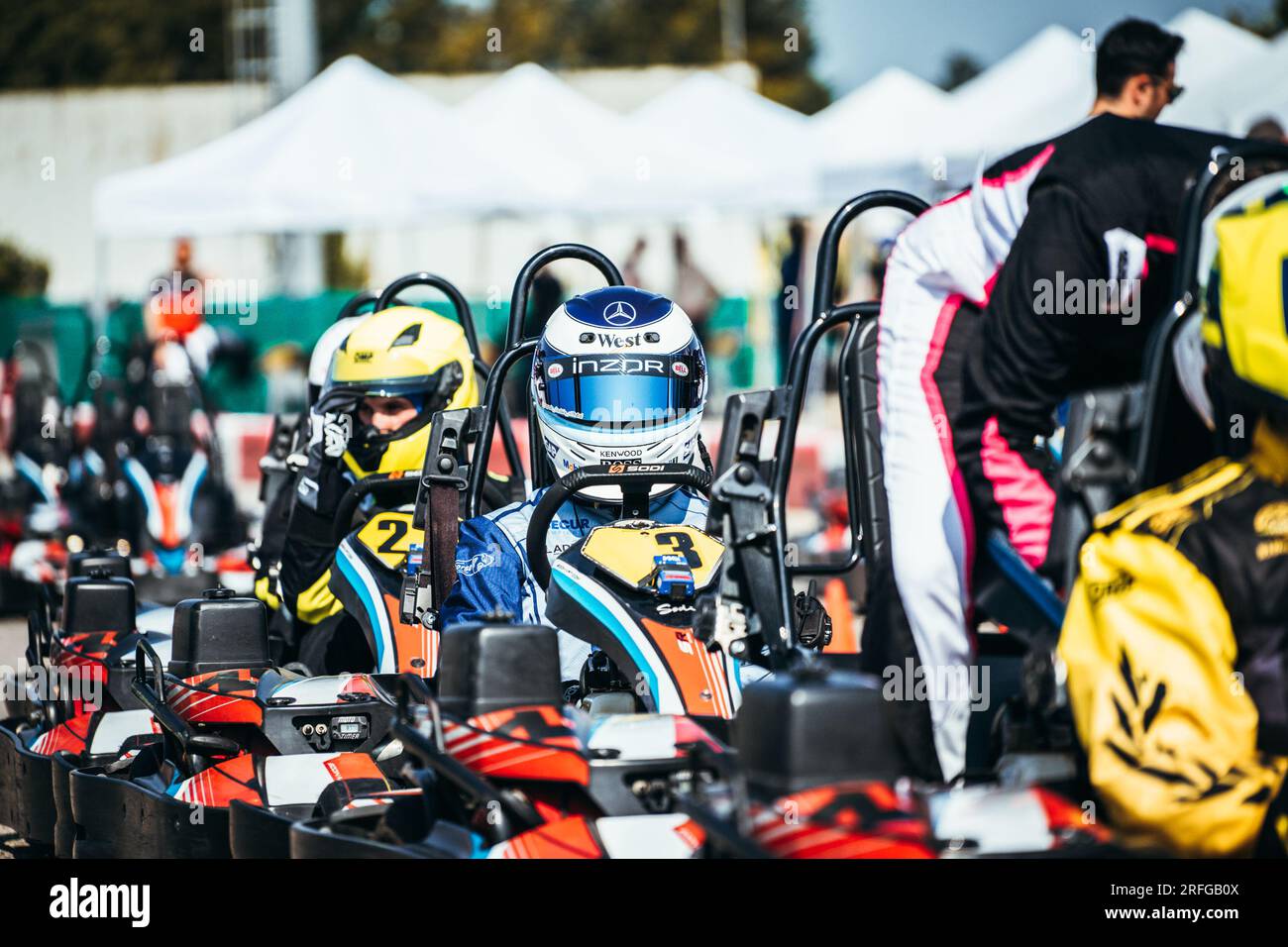 go-kart race, speed competition, Italian pilots, misano circuit Stock ...