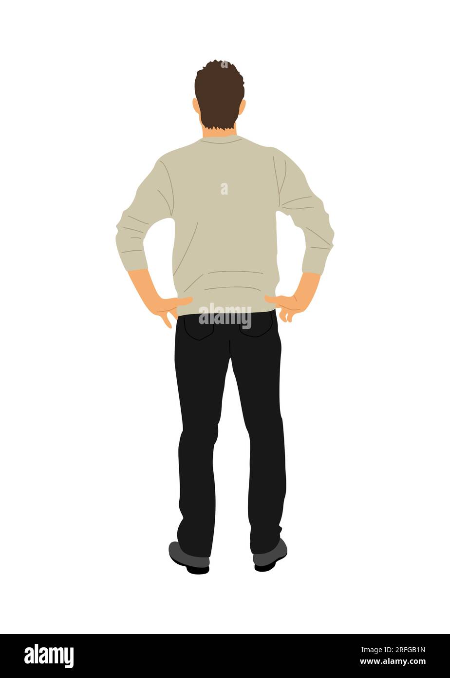 Young business man Standing Back View vector art Stock Vector Image ...