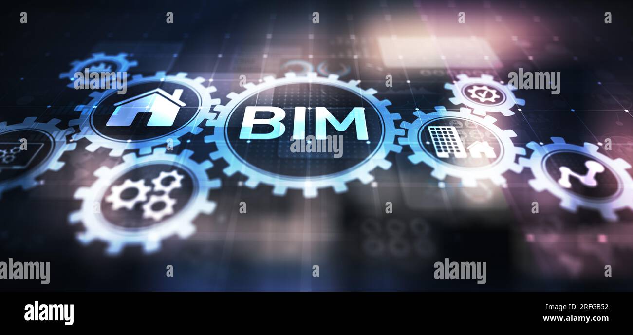 BIM Building Information Modeling Technology concept on virtual screen ...