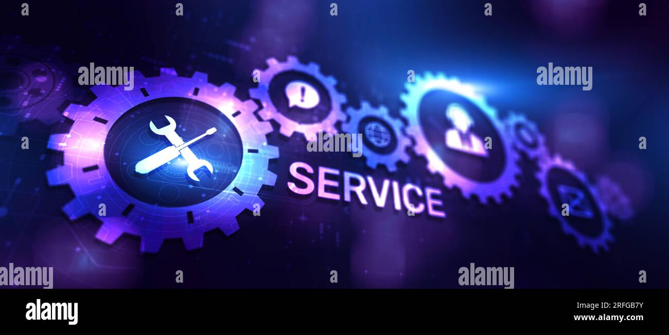 Service support customer help call center Business technology button on ...