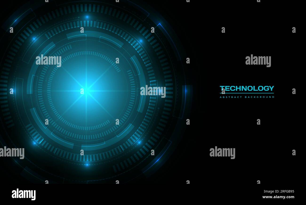 Abstract background with blue high technology circle interface. Vector ...