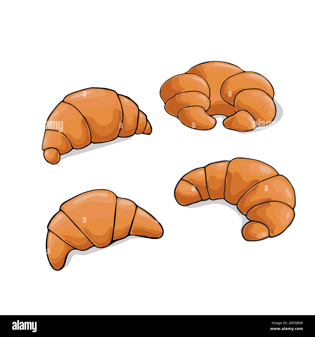 Vector hand-drawn croissant for menu cafe, design icon badge bakery ...