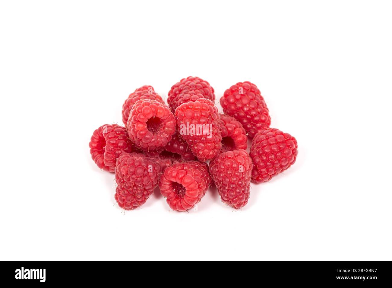 ripe red raspberry isolated on white background Stock Photo - Alamy