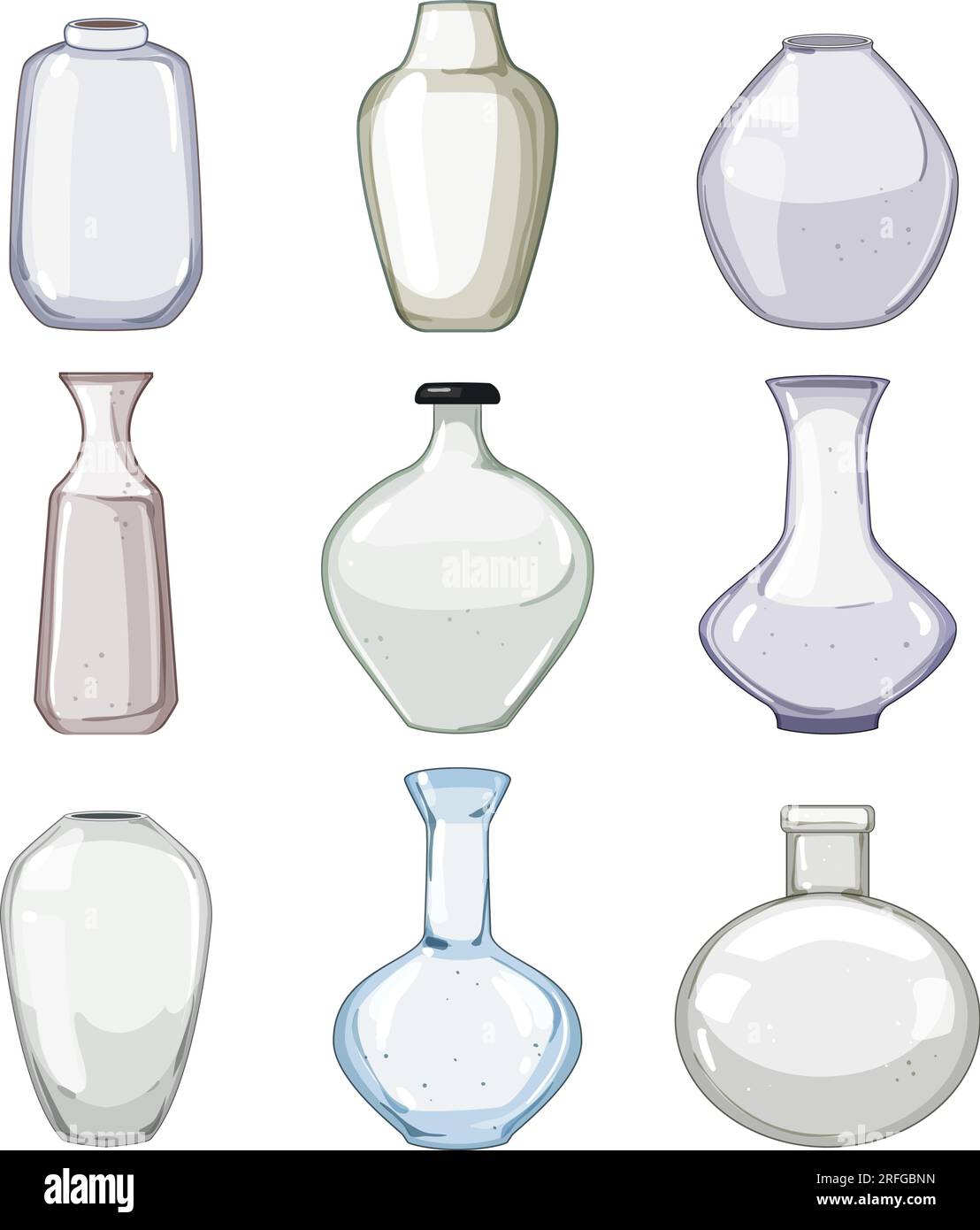 ceramic porcelain vase set cartoon vector illustration Stock Vector ...