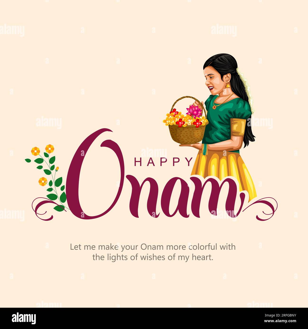 happy Onam celebration with abstract vector illustration design of ...