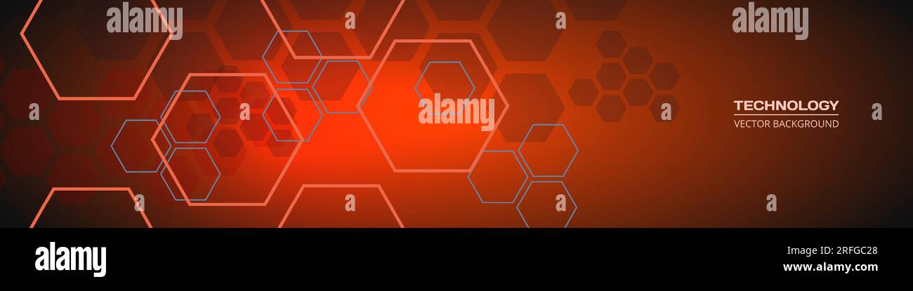 Red hexagon technology abstract background with hexagonal elements. Hi ...