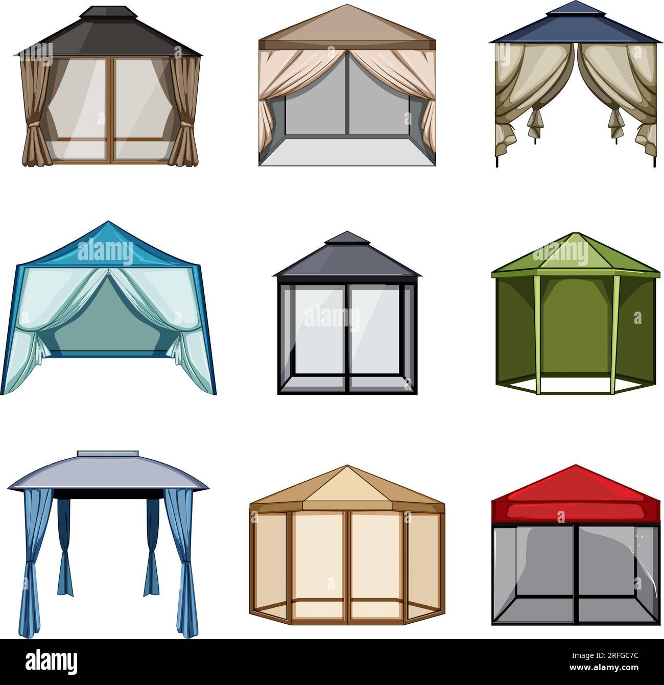 tent garden set cartoon vector illustration Stock Vector Image & Art ...