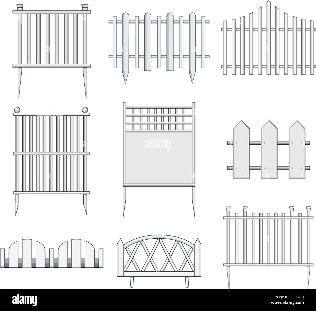 white fence set cartoon vector illustration Stock Vector Image & Art ...