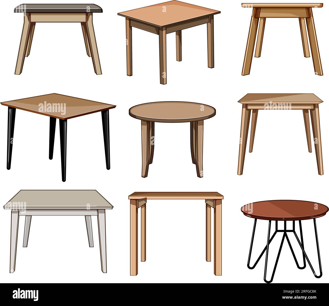 wooden table set cartoon vector illustration Stock Vector Image & Art ...