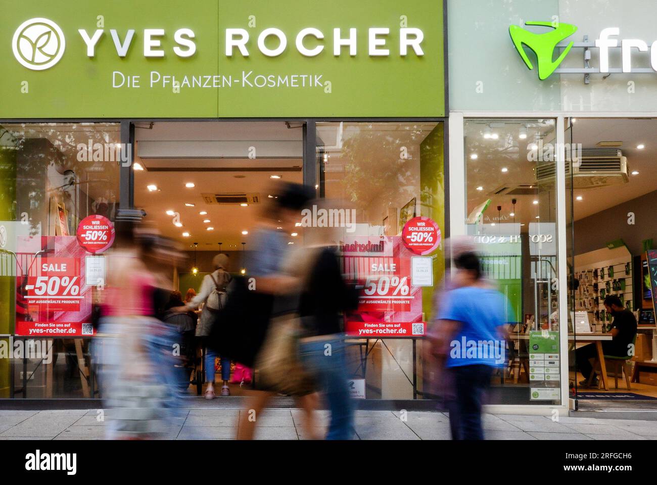 Stuttgart, Germany. 03rd Aug, 2023. People walk past a Yves Rocher ...