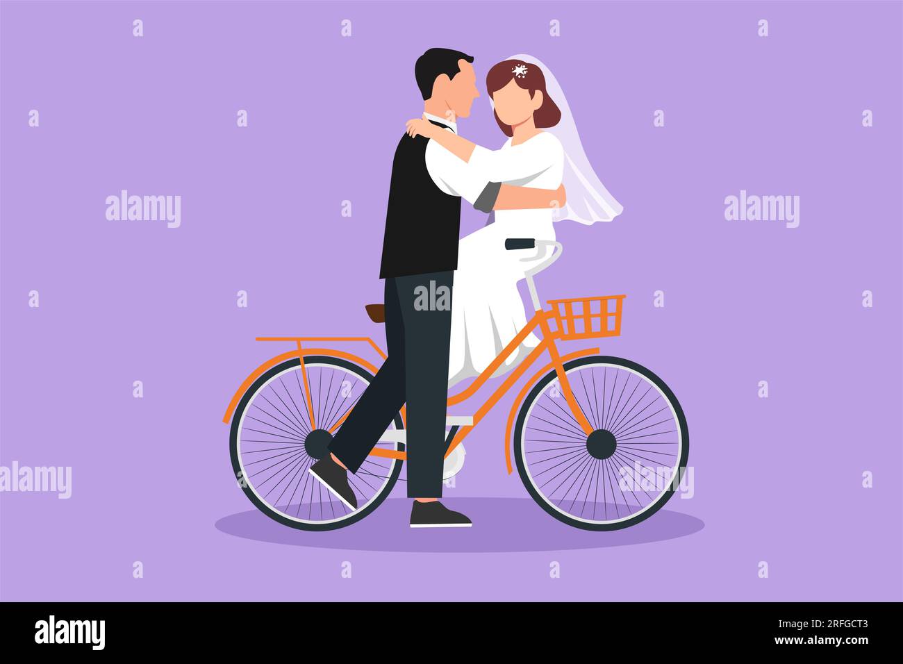 Graphic flat design drawing of loving married couple, man and woman ...
