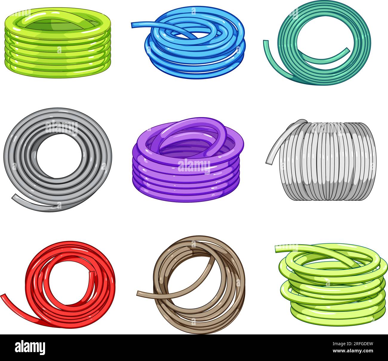 garden hose set cartoon vector illustration Stock Vector Image & Art ...