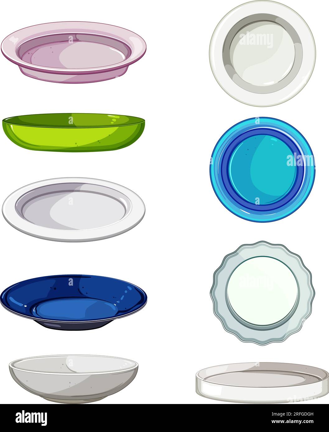 plate white set cartoon vector illustration Stock Vector Image & Art ...