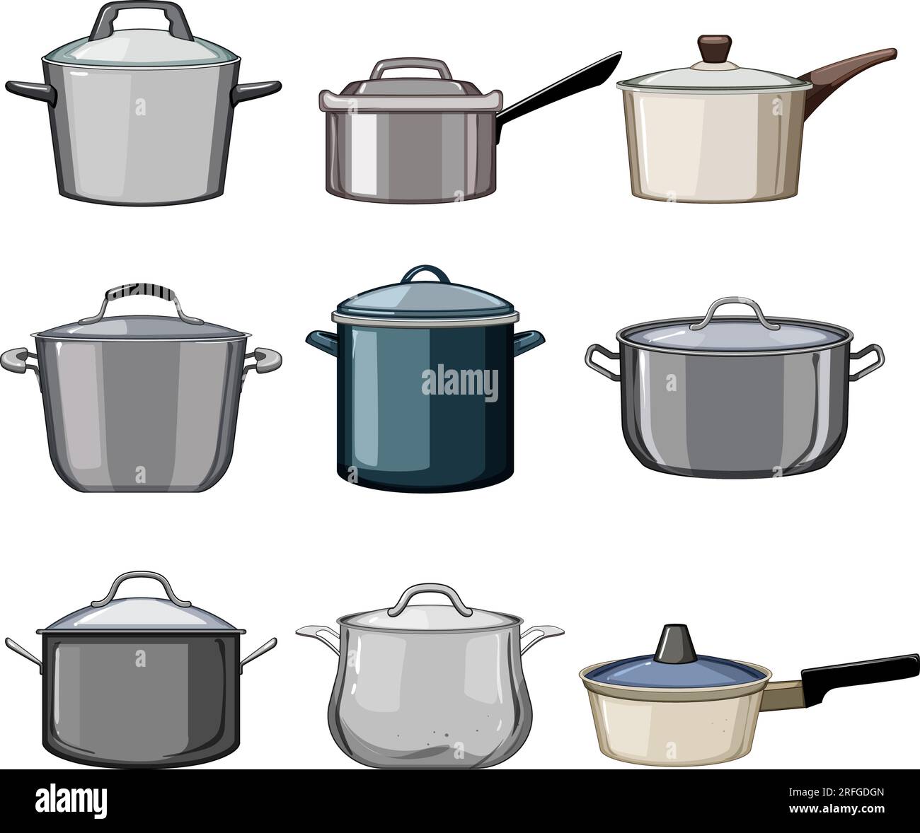 sauce pan set cartoon vector illustration Stock Vector Image & Art - Alamy