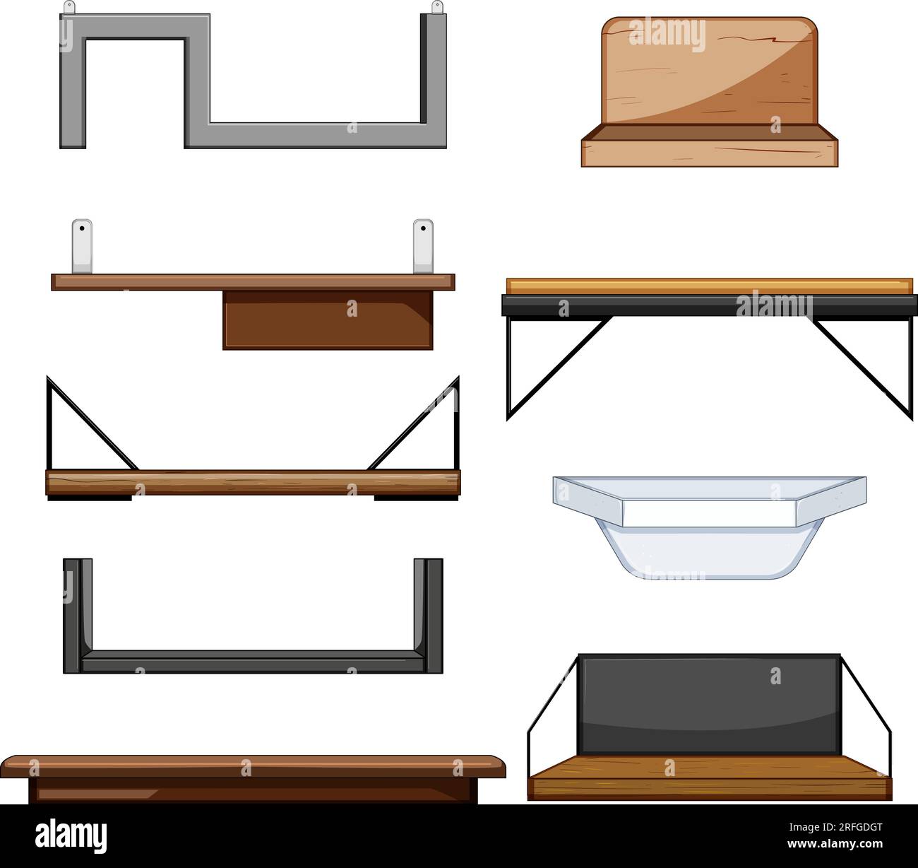 bookshelves library set cartoon vector illustration Stock Vector Image ...