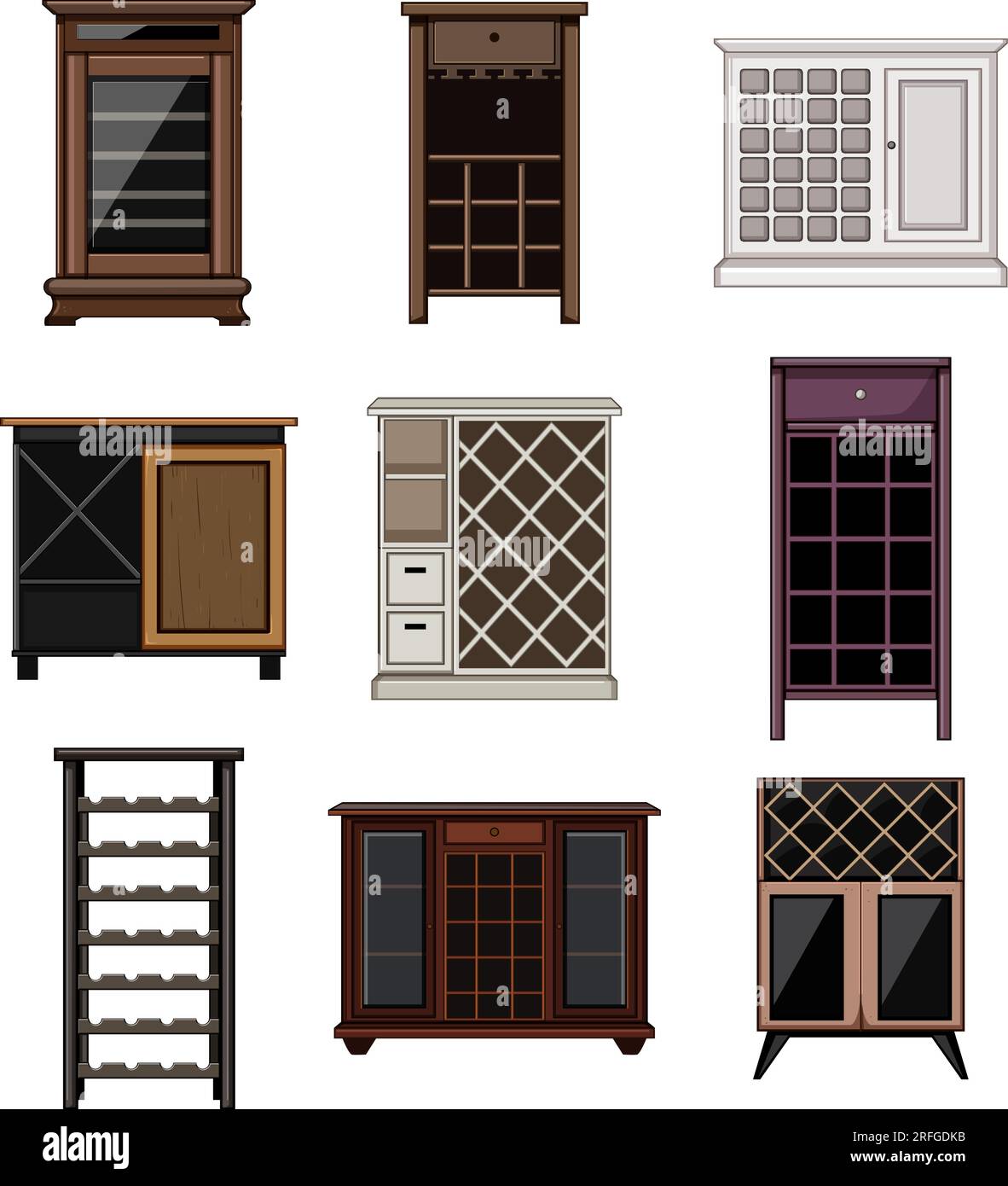 wine cabinet set cartoon vector illustration Stock Vector Image & Art ...