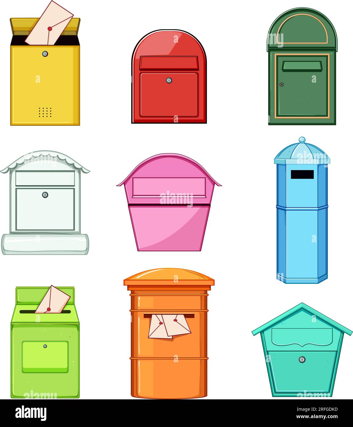 mailbox letter set cartoon vector illustration Stock Vector Image & Art ...