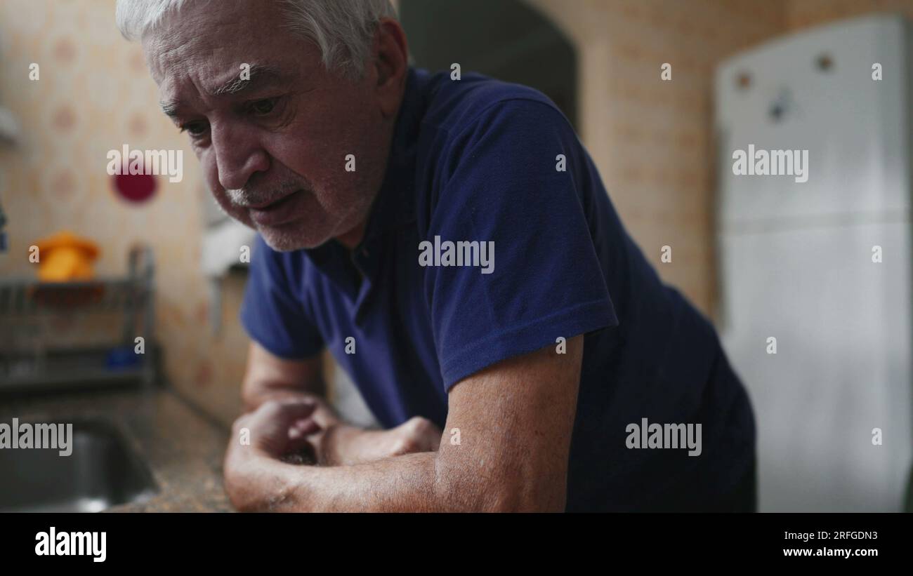 Elderly Man Struggling with Illness at Home, Defeat and Desperation in ...