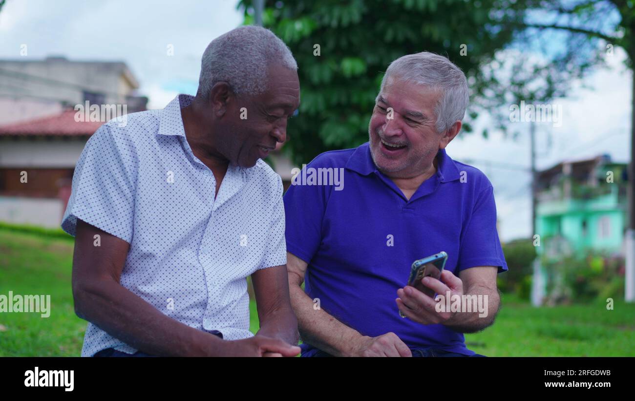 Authentic Friendship Moment of happy Older diverse Friends Sharing ...