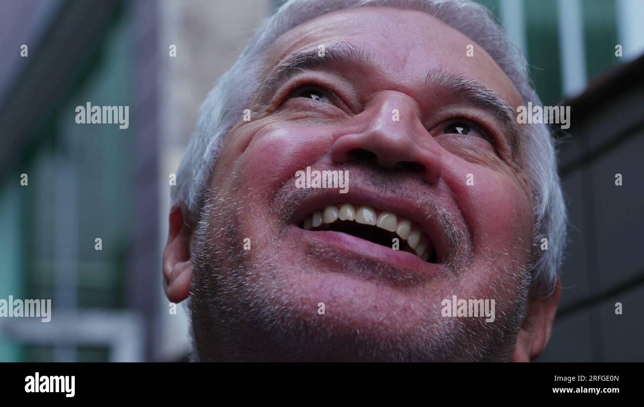 Face Looking Upwards To The Sky