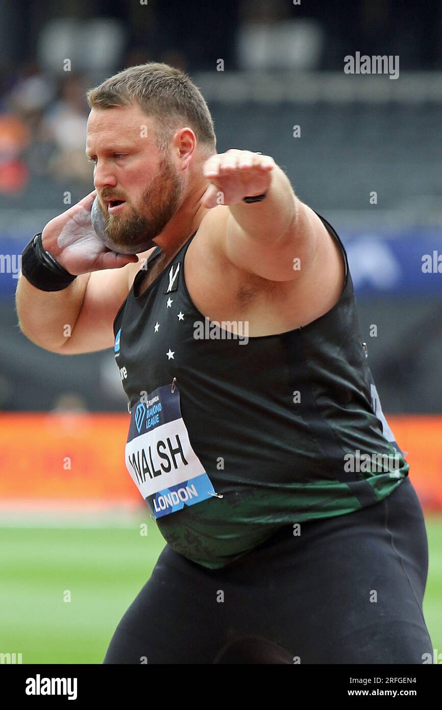 Tom Walsh of New Zealand finishing second in the mens shot put in the Wanda Diamond League ...